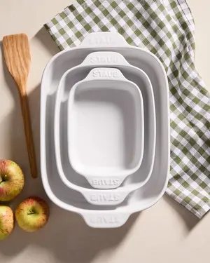 Quince Staub Stoneware Rectangular Baking Dishes, Set Of 3 - White