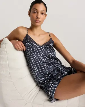 Quince Satin Pajama Shorts - Tiny Diamonds