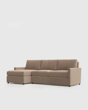 Quince Brennan Chaise Sectional In Performance Velvet - Ivory