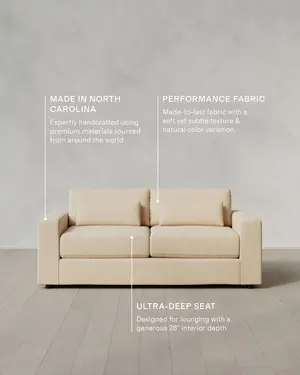 Quince Ashford Deep Seat Sofa In Performance Chenille Linen Blend - Eggshell