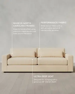 Quince Ashford Deep Seat Sofa In Performance Chenille Linen Blend - Eggshell