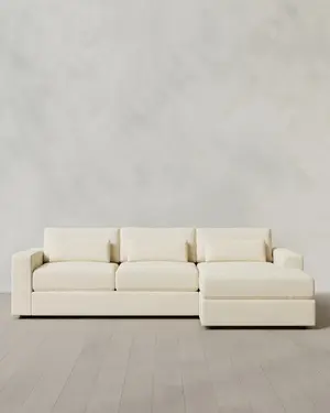 Quince Ashford Deep Seat Chaise Sectional In Performance Velvet Ivory
