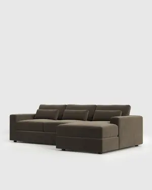 Quince Ashford Deep Seat Chaise Sectional In Performance Velvet - Ivory