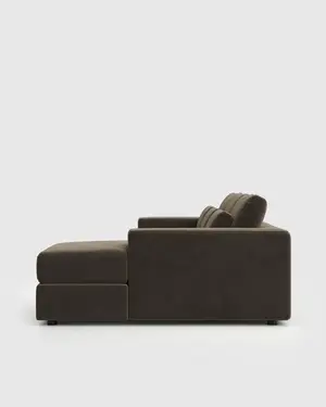 Quince Ashford Deep Seat Chaise Sectional In Performance Velvet - Ivory