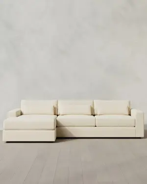 Quince Ashford Deep Seat Chaise Sectional In Performance Velvet - Ivory
