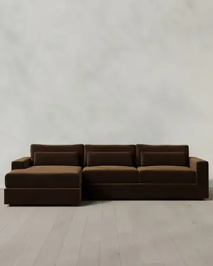 Quince Ashford Deep Seat Chaise Sectional In Performance Velvet - Java
