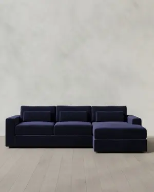 Quince Ashford Deep Seat Chaise Sectional In Performance Velvet Midnight