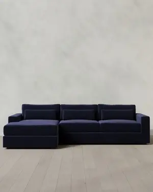 Quince Ashford Deep Seat Chaise Sectional In Performance Velvet - Midnight