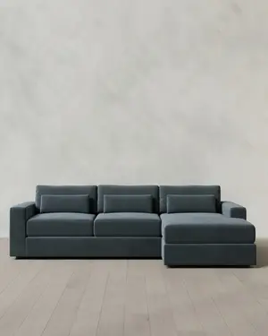 Quince Ashford Deep Seat Chaise Sectional In Performance Velvet Pine