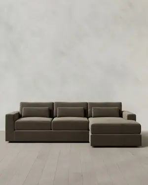 Quince Ashford Deep Seat Chaise Sectional In Performance Velvet Sable