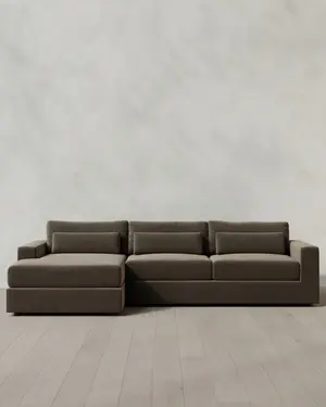 Quince Ashford Deep Seat Chaise Sectional In Performance Velvet - Sable