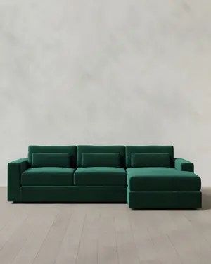 Quince Ashford Deep Seat Chaise Sectional In Performance Velvet Spruce