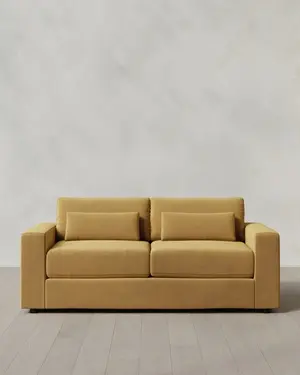 Quince Ashford Deep Seat Sofa In Performance Velvet - Caramel