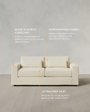 Quince Ashford Deep Seat Sofa In Performance Velvet - Ivory