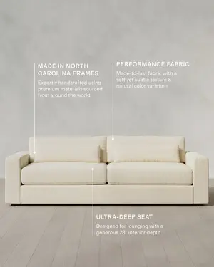Quince Ashford Deep Seat Sofa In Performance Velvet - Ivory