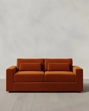 Quince Ashford Deep Seat Sofa In Performance Velvet - Rust