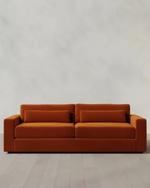 Quince Ashford Deep Seat Sofa In Performance Velvet - Rust