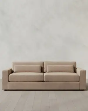 Quince Ashford Deep Seat Sofa In Performance Velvet Taupe