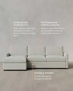 Quince Brennan Performance Chenille Linen Blend Chaise Sectional - Sorrell