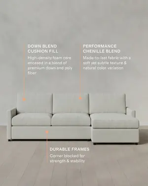 Quince Brennan Performance Chenille Linen Blend Chaise Sectional - Sorrell