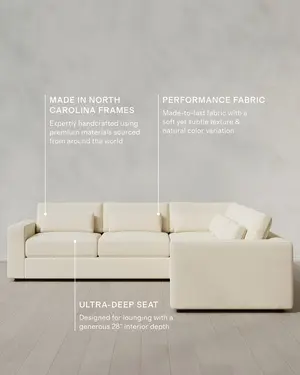 Quince Ashford Deep Seat L Sectional In Performance Velvet - Ivory