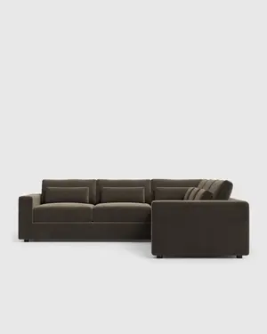 Quince Ashford Deep Seat L Sectional In Performance Velvet - Ivory