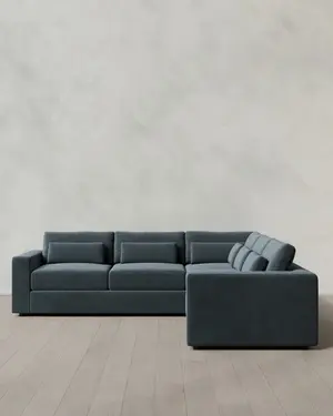 Quince Ashford Deep Seat L Sectional In Performance Velvet Pine