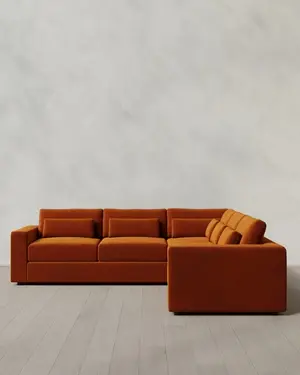 Quince Ashford Deep Seat L Sectional In Performance Velvet Rust