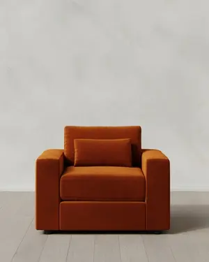Quince Ashford Deep Seat Chair And A Half In Performance Velvet Rust
