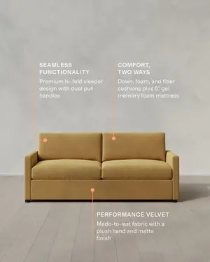 Quince Brennan Sleeper Sofa In Performance Velvet - Caramel