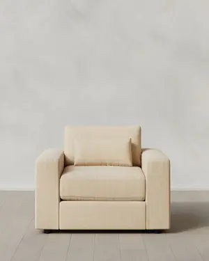 Quince Ashford Deep Seat Chair And A Half In Performance Chenille Linen Blend - Eggshell