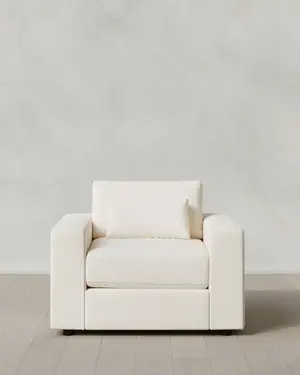 Quince Ashford Deep Seat Chair And A Half In Performance Chenille Linen Blend - Marshmallow