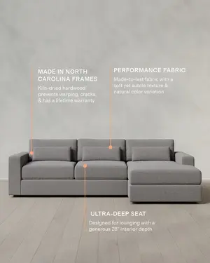 Quince Ashford Deep Seat Chaise Sectional - Ash