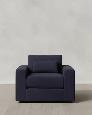 Quince Ashford Deep Seat Chair And A Half In Performance Basketweave - Navy