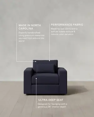 Quince Ashford Deep Seat Chair And A Half In Performance Basketweave - Navy