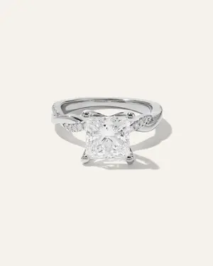 Quince Lab Grown Diamond Princess Engagement Ring With Twisted Pave Band - Platinum
