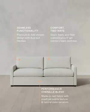 Quince Brennan Sleeper Sofa In Performance Chenille Linen Blend - Sorrell