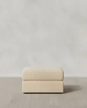 Quince Ashford Deep Seat Ottoman In Performance Chenille Linen Blend - Eggshell