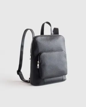 Quince Italian Leather Mini Convertible Backpack - Black