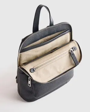 Quince Italian Leather Mini Convertible Backpack - Black