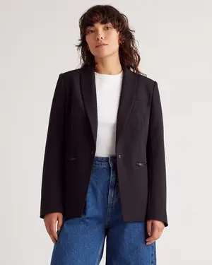 Quince Convertible Single-breasted Scuba Blazer - Black