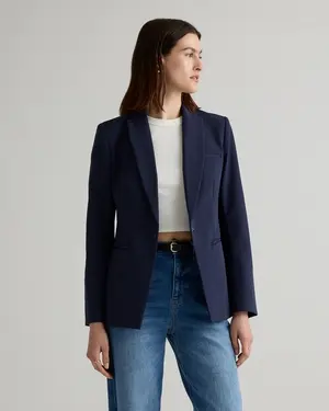 Quince Convertible Single-breasted Scuba Blazer - Deep Navy