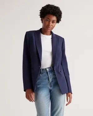 Quince Convertible Single-breasted Scuba Blazer - Navy