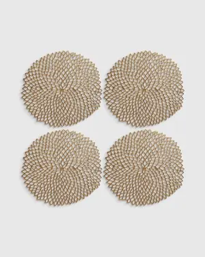 Quince Chilewich Pressed Dahlia Placemats, Set Of 4 - Brass