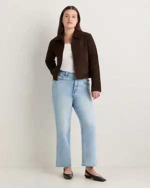 Quince Curvy Bella Stretch Relaxed Straight Jeans - Cool Blue