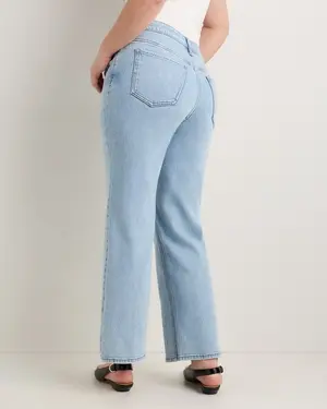 Quince Curvy Bella Stretch Relaxed Straight Jeans - Cool Blue
