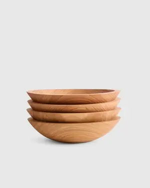 Quince Handcrafted Wooden Bowls, Set Of 4 - Beech Wood
