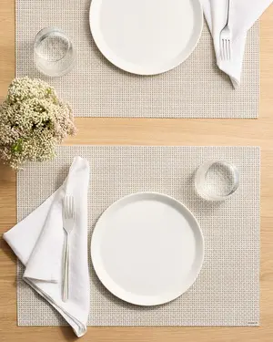 Quince Chilewich Basketweave Easy-care Rectangular Placemat, Set Of 4 - Khaki