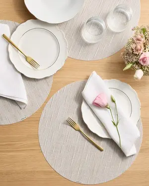 Quince Chilewich Bamboo Easy-care Round Placemat, Set Of 4 - Coconut