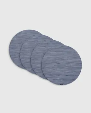 Quince Chilewich Bamboo Easy-care Round Placemat, Set Of 4 - Rain